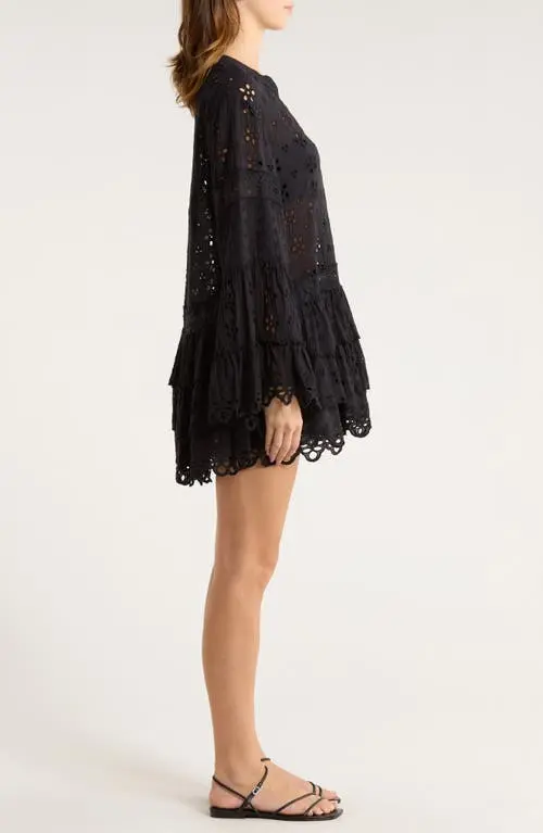 Ramy Brook Roxanne Long Sleeve Broderie Anglaise Dress - Black