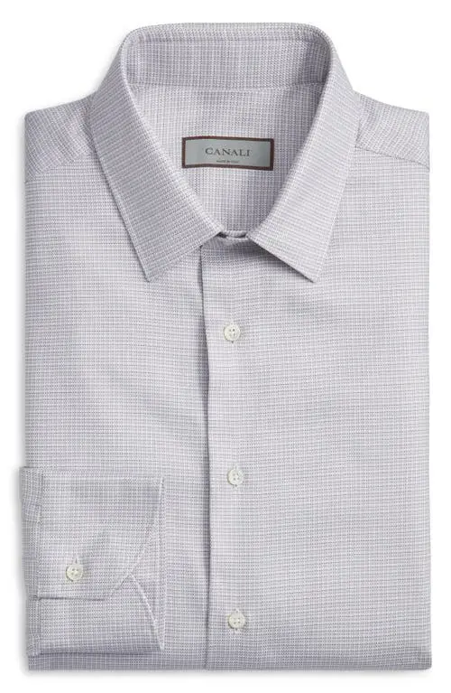 Canali Regular Fit Microcheck Dress Shirt - Grey