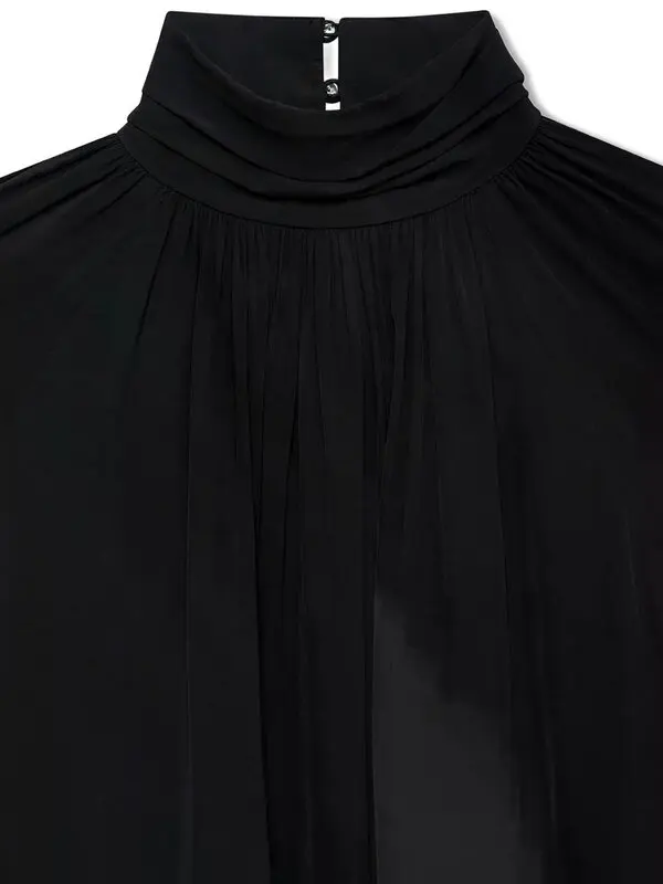 ANINE BING Gathered High-neck Blouse