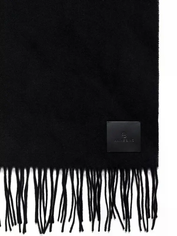 ANINE BING Augustina Fringed Wool Scarf - Black