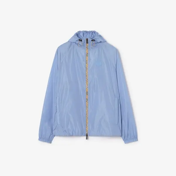 Burberry Checker-tape Nylon Hooded Jacket - Cornflower Blue