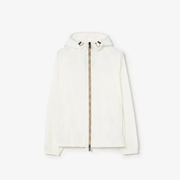 Burberry Checker-tape Nylon Hooded Jacket - Seashell White