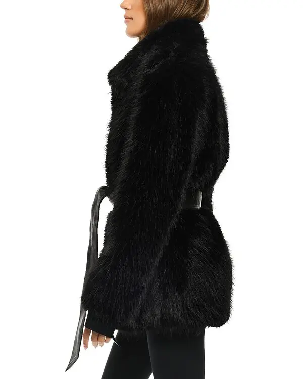 Sam. Faux Fur Coat With Leather Trim