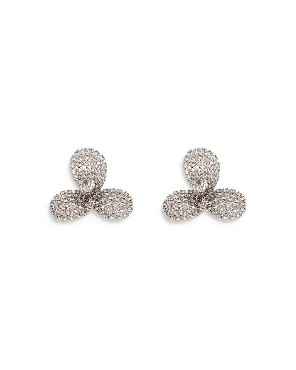 JENNIFER BEHR Amerie Crystal Flower Stud Earrings - Silver
