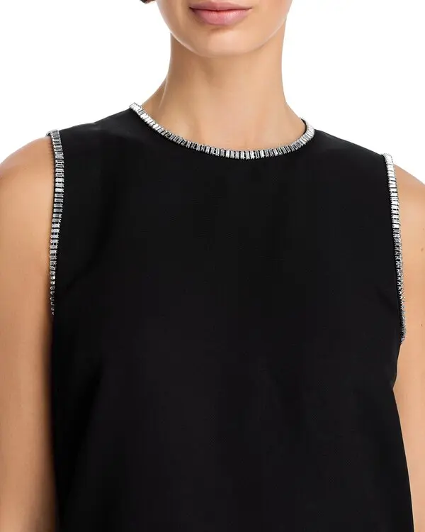 Aqua Rhinestone Trim Sleeveless Top