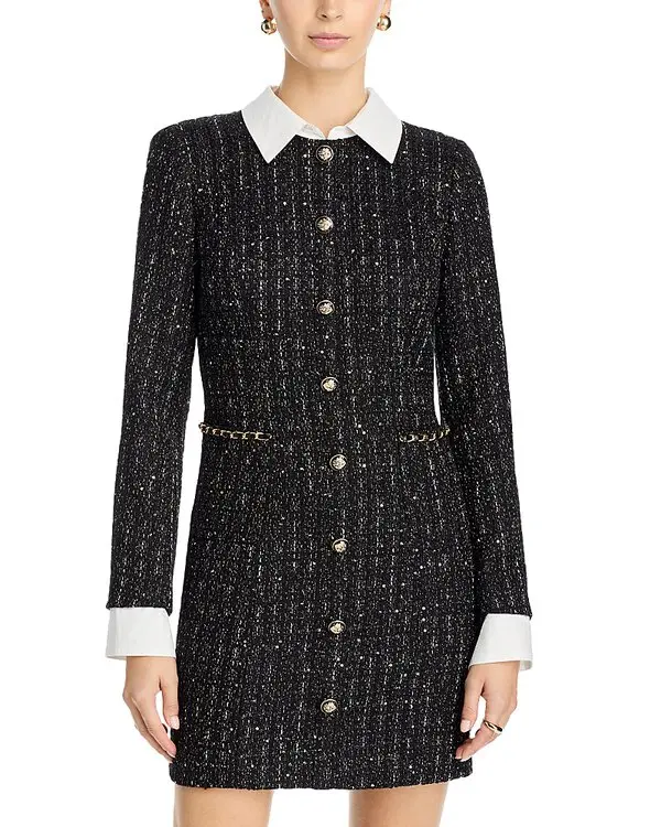 Aqua Tweed Mini Dress