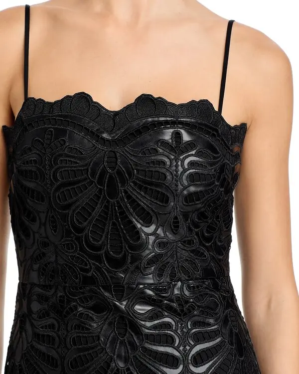 Aqua Faux Leather Lace Mini Dress In Black - 72% Off | Editorialist