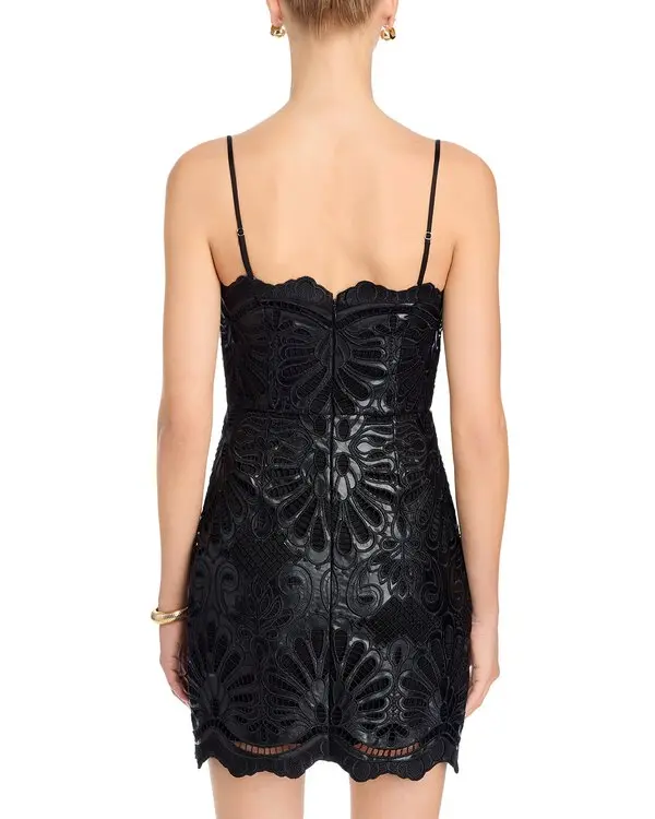 Aqua Faux Leather Lace Mini Dress