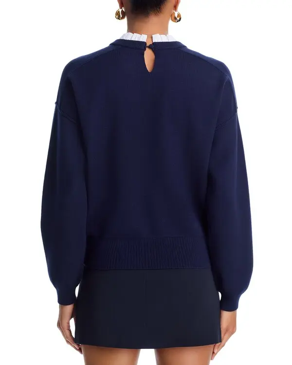 Aqua Ruffle Crewneck Sweater