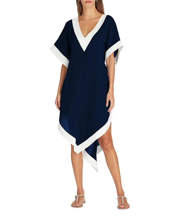 VALIMARE Aria High-low Crepe De Chine Cover-up Dress - Navy