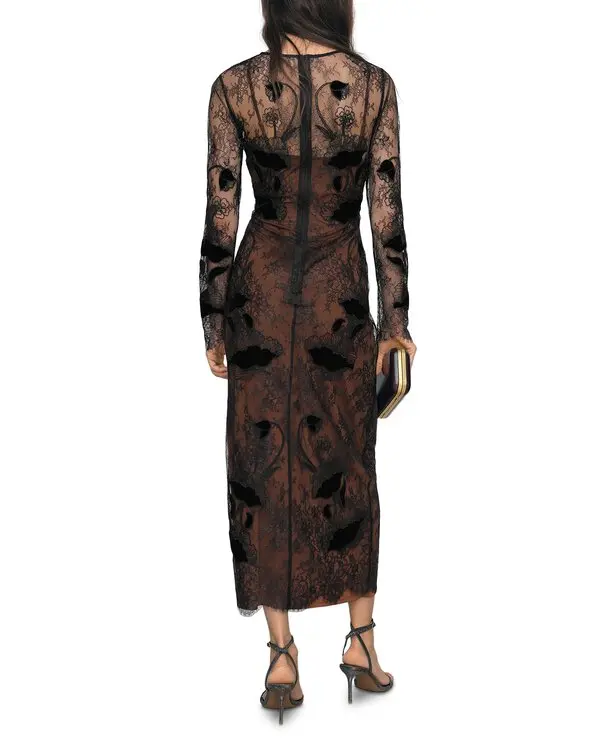 REISS Lulu Lace Detail Midi Dress