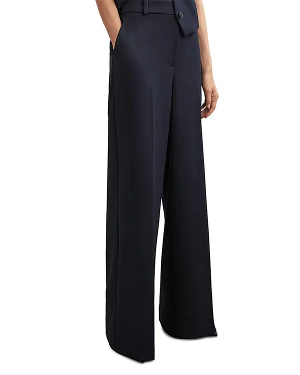 REISS Petite Gabi Wide Leg Pants - Navy