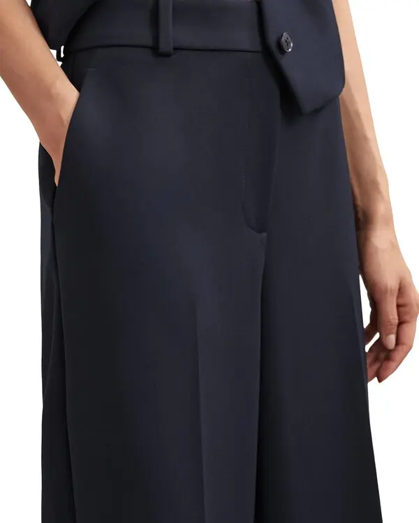 REISS Petite Gabi Wide Leg Pants - Navy