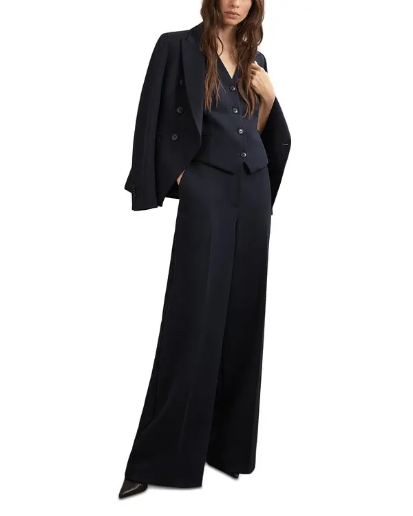 REISS Petite Gabi Wide Leg Pants - Navy