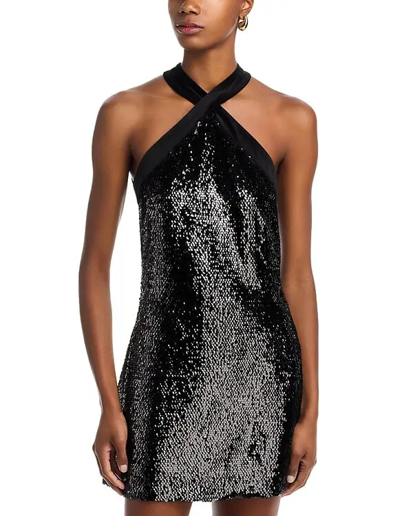 Simkhai Isla Halter Neck Sequin Mini Dress - Black