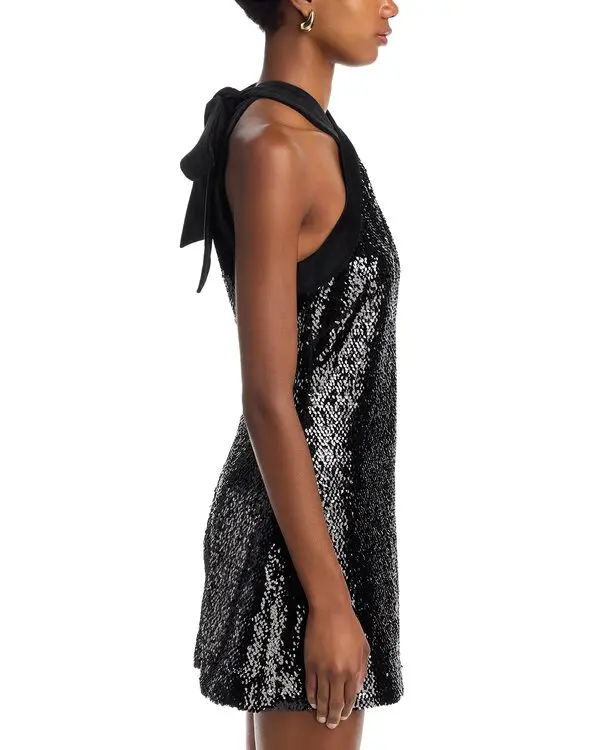 Simkhai Isla Halter Neck Sequin Mini Dress - Black