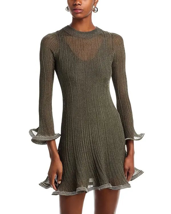 Simkhai Zelda Long Sleeve Mini Dress - Gunmetal Silver - 40% Off |  Editorialist