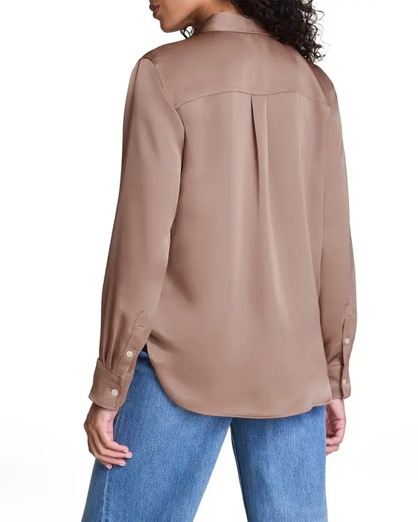 Spanx Better Than Silk Button Down Shirt - Cafe Au Lait