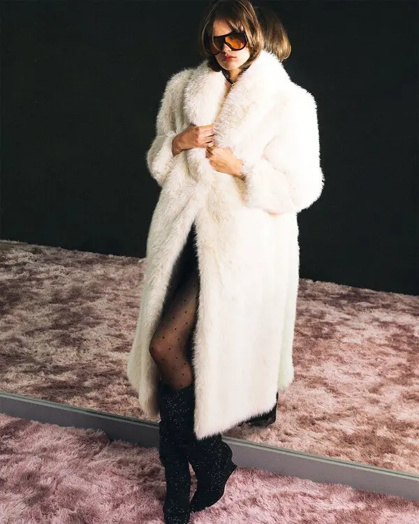 Aqua X Salvatore Rizza Long Faux Fur Coat