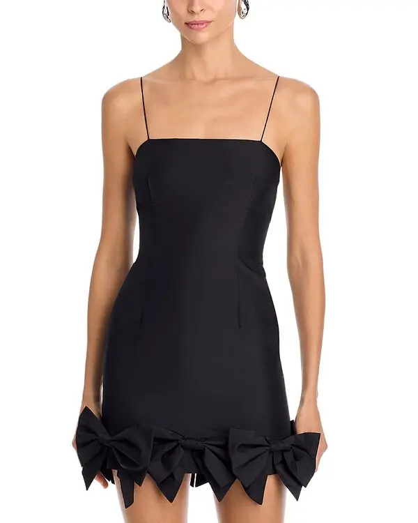 LoveShackFancy Kennedi Bow Mini Dress - Black