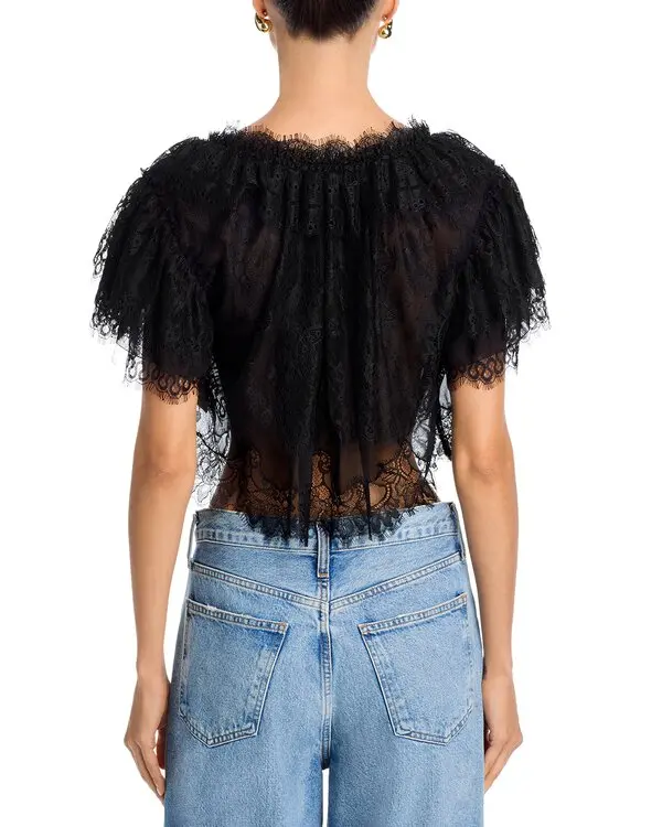 LoveShackFancy Vienne Lace Cropped Top