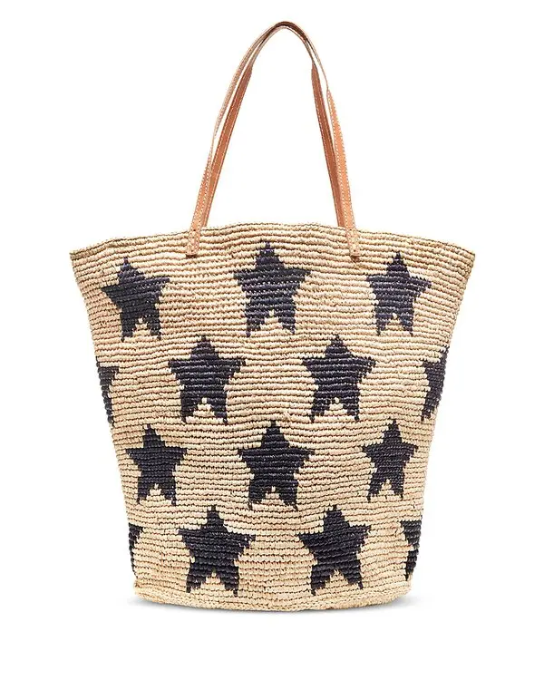 Mar Y Sol Estrella Extra Large Printed Raffia Tote Bag