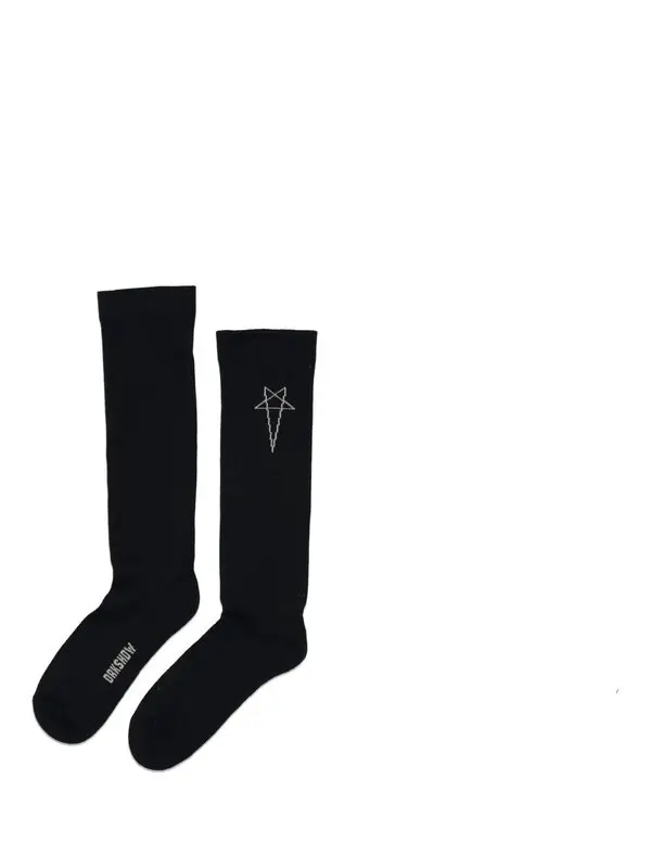 Rick Owens Pentagram Knee High Socks - Black/pearl