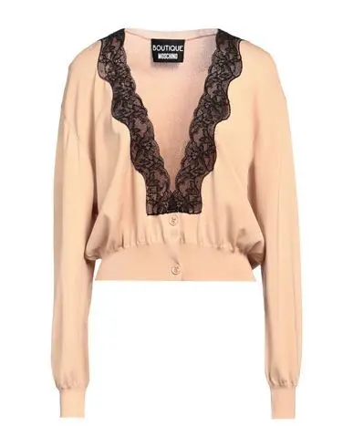 Moschino Knitted Cardigan With Lace Trim - Camel