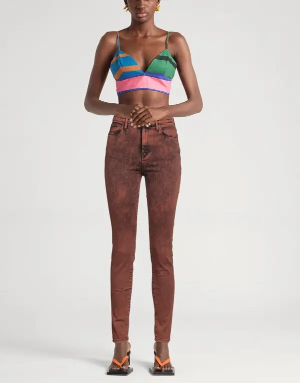 8PM Skinny High-waisted Jeans With Embroidered Logo - Brown