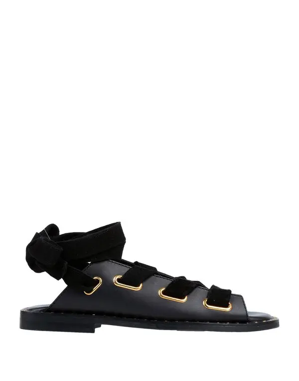 Maje Leather Sandals With Ankle Ties