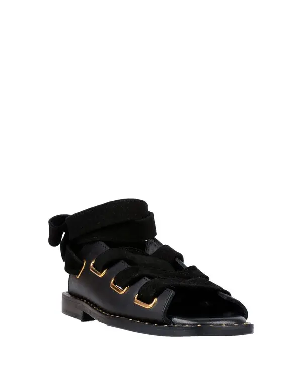 Maje Leather Sandals With Ankle Ties