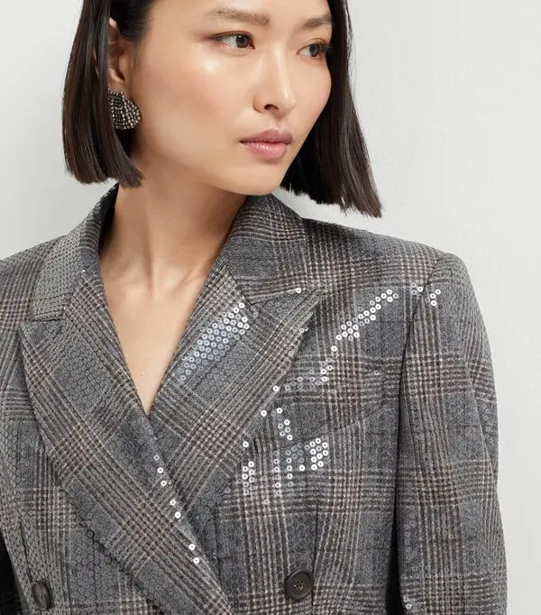 Brunello Cucinelli Virgin Wool Sequinned Double-breasted Blazer
