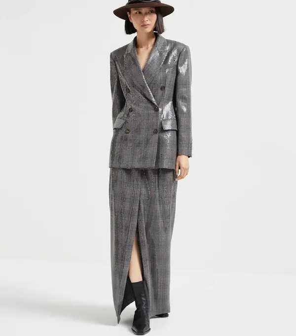 Brunello Cucinelli Virgin Wool Sequinned Double-breasted Blazer