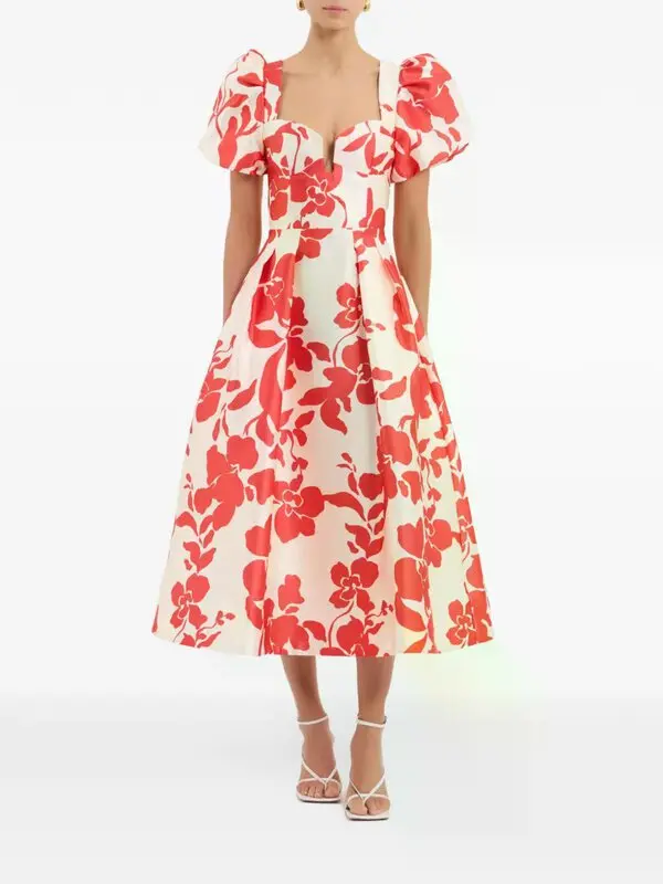 Rebecca Vallance Mayari Midi Floral Dress - Neutrals