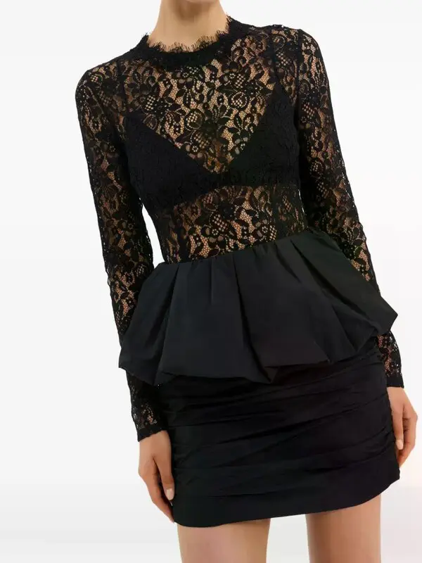 Rebecca Vallance Lace Peplum Mini Dress In Black | Editorialist