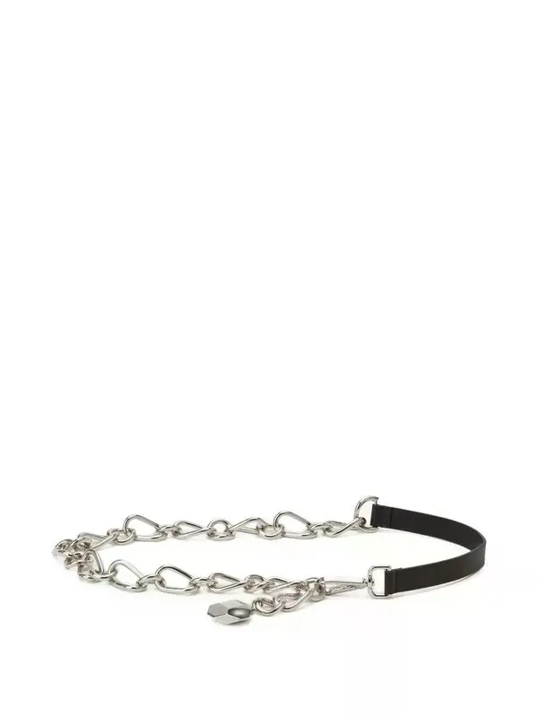 LANVIN Chain-link Leather Belt - Silver