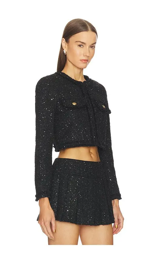 Alice + Olivia Dumont Sequined Tweed Boxy Jacket