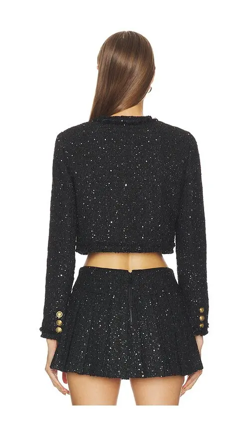Alice + Olivia Dumont Sequined Tweed Boxy Jacket
