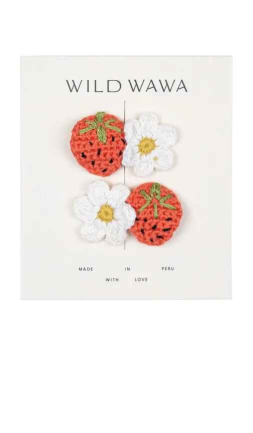 WILD WAWA Crochet Clip Set - Strawberry Daisy