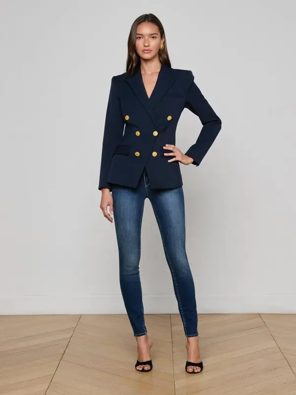 L'Agence Kyomi Double-breasted Blazer - Midnight