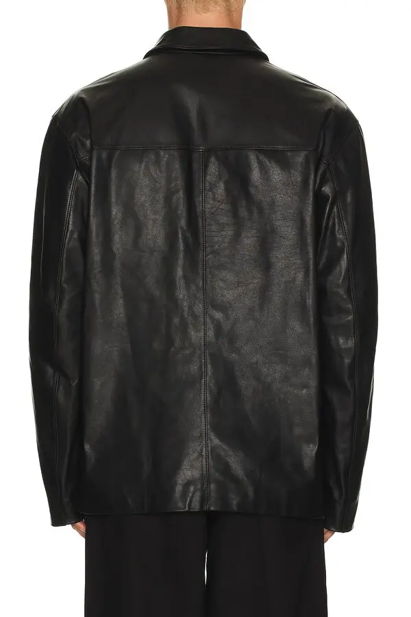 Lemaire Nappa Lamb Leather Single Breasted Jacket In Black - 52