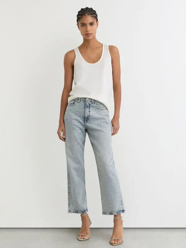 Good American Crystal Cropped Jeans