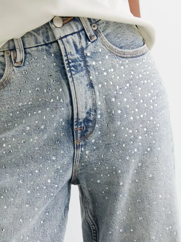 Good American Crystal Cropped Jeans