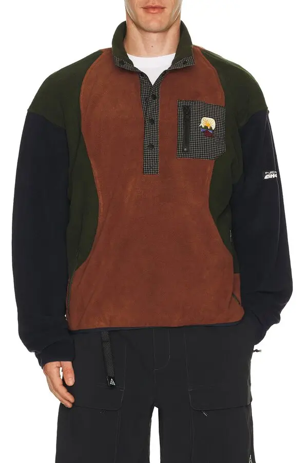 BRAIN DEAD Equipment Ripstop Pullover Fleece Jacket - Navy