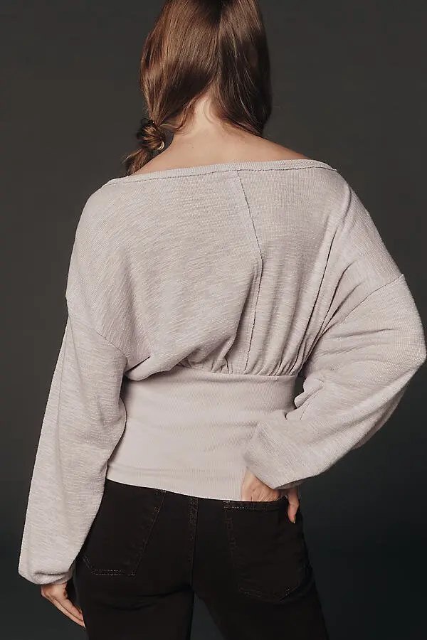 PILCRO Waisted Long-sleeve Boatneck Top
