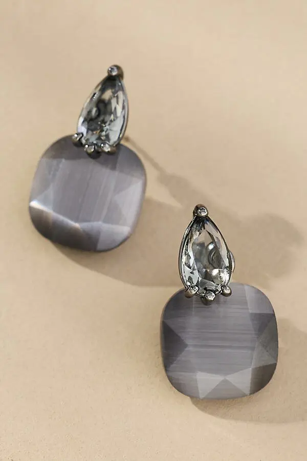 Anthropologie Floating Crystal Earrings - Gunmetal