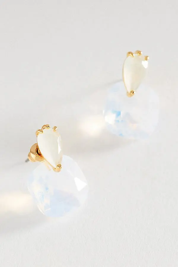 Anthropologie Floating Crystal Earrings - Neutral