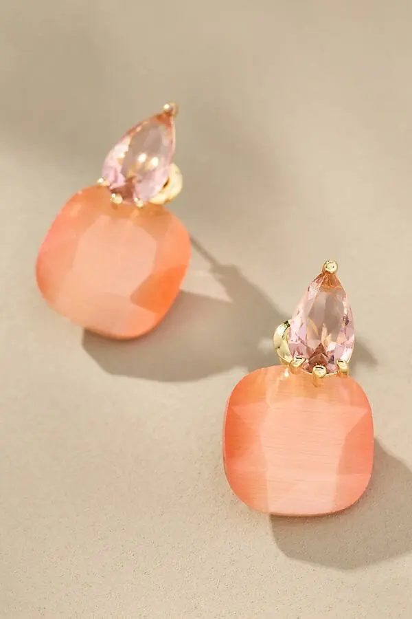 Anthropologie Floating Crystal Earrings - Orange