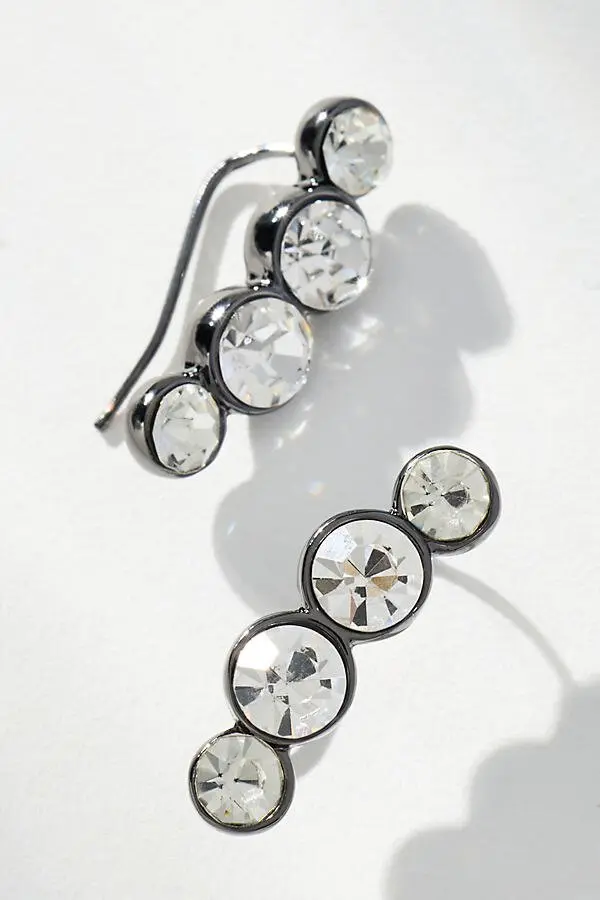 Anthropologie Sparkling Crystal Drop Earrings - Gunmetal