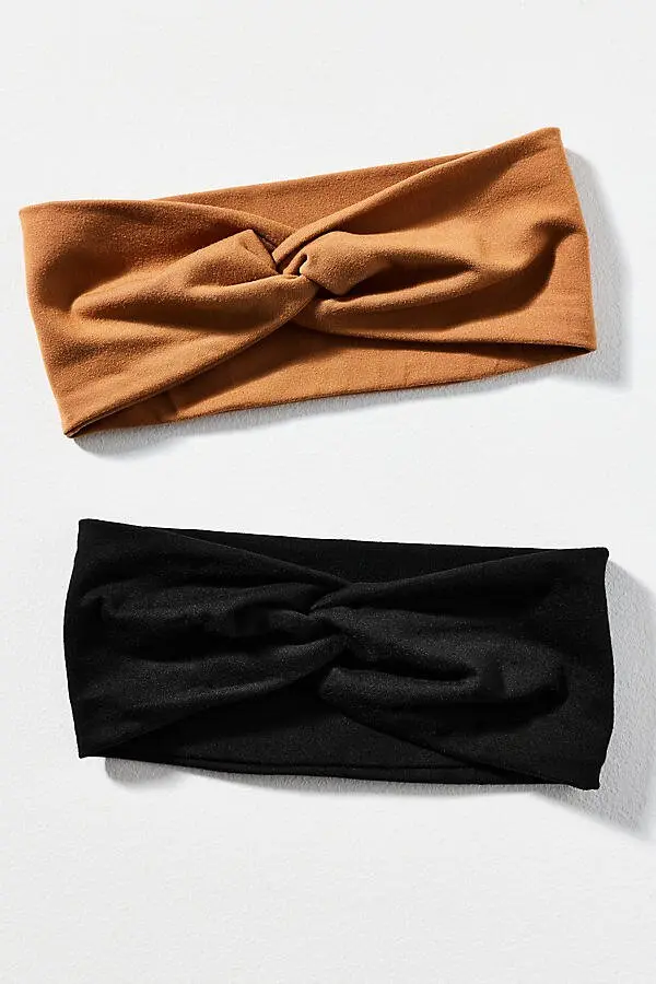 KITSCH Wide Twist Headband - Black / Camel